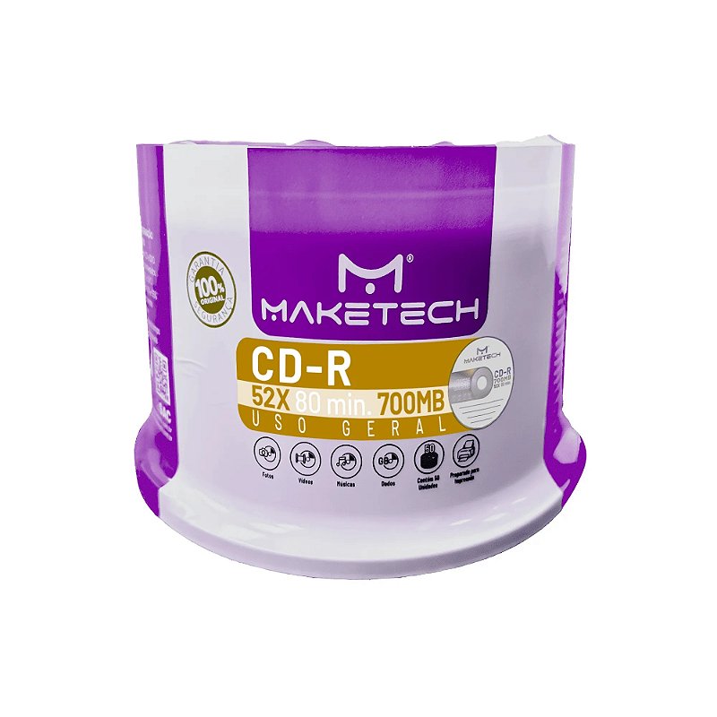 CD-R GRAVÁVEL 700MB LOGO C/50 UNIDADES - MAKETECH - Papelaria Zap Ltda ...