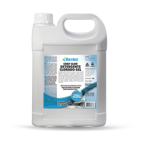 CHEF CLOR DETERGENTE CLORADO EM GEL RENKO - 5L - Papelaria Zap Ltda ...