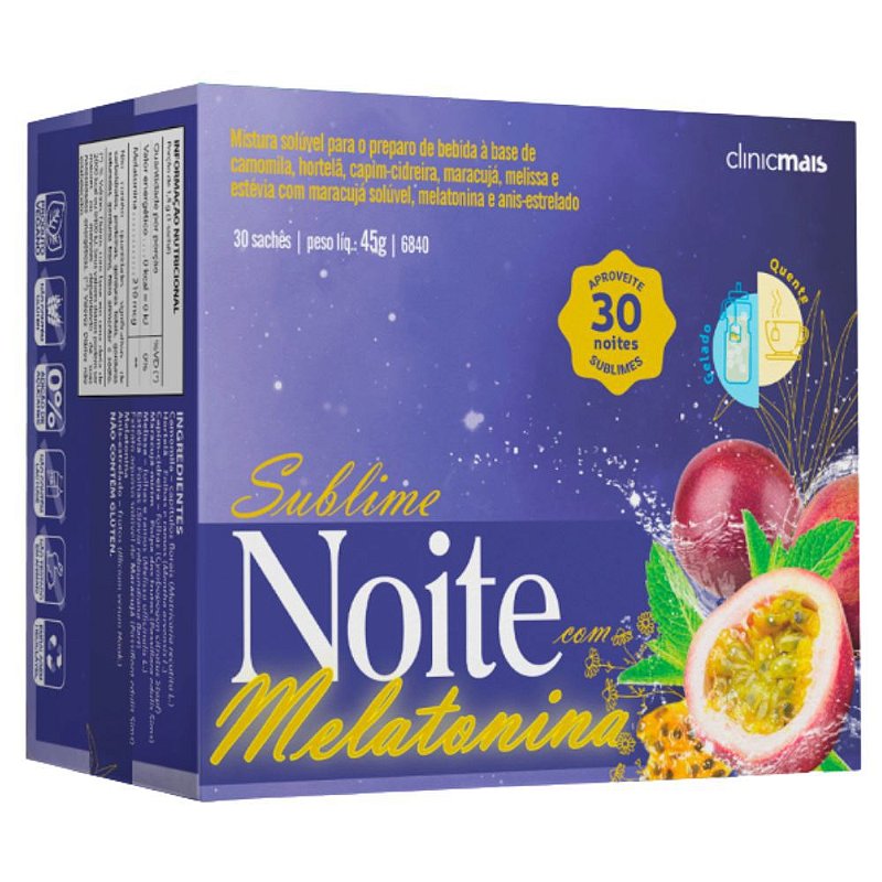 Chá Misto Sublime Noite com Melatonina 30 Sachês - Chá Mais - Distribuidora De Suplementos naturais