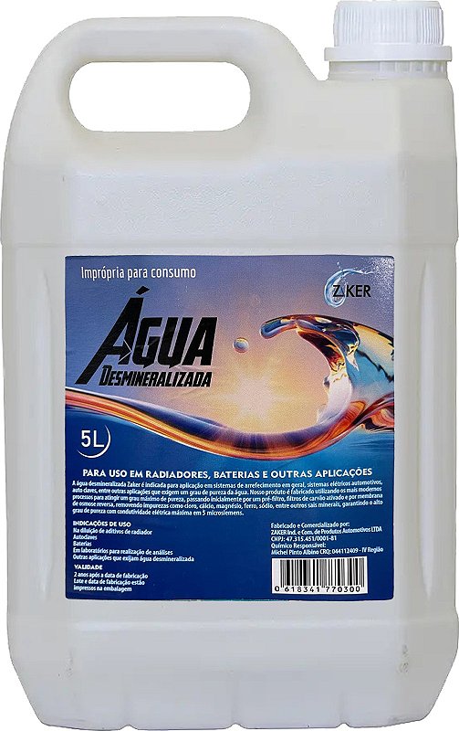 Zaker Água Desmineralizada - MSLub - Sua Troca de Óleo pela Internet
