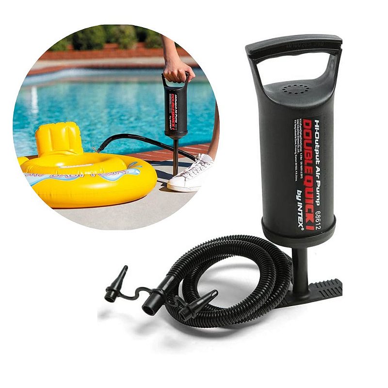 Bomba de Ar Manual Double Quick Pequena 3 Bicos 29cm Intex - | Fluthua Store