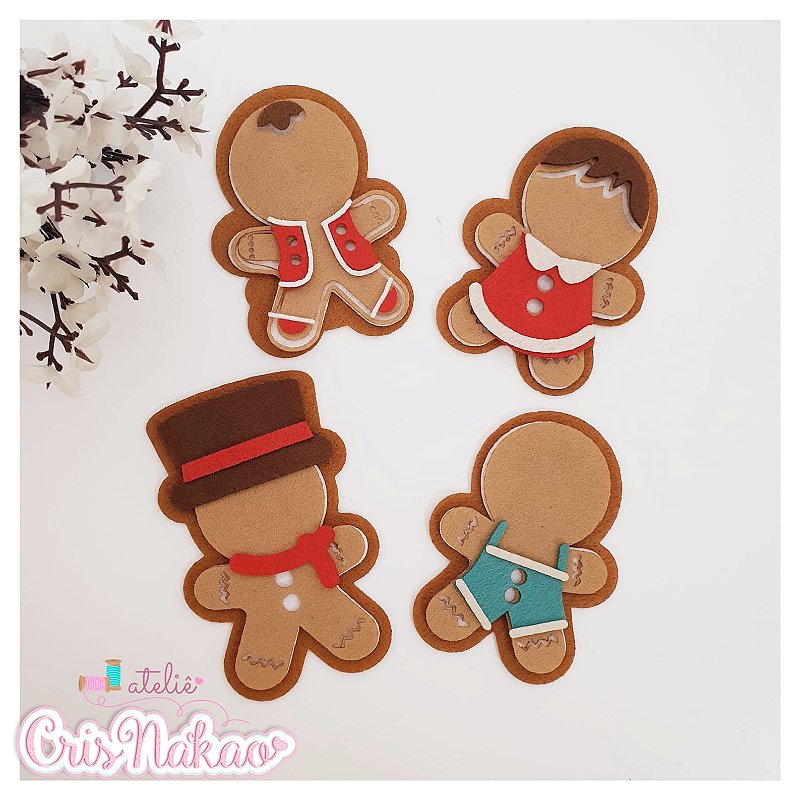 Recortes em Feltro - Bolachinhas Família Ginger - Ateliê Cris Nakao