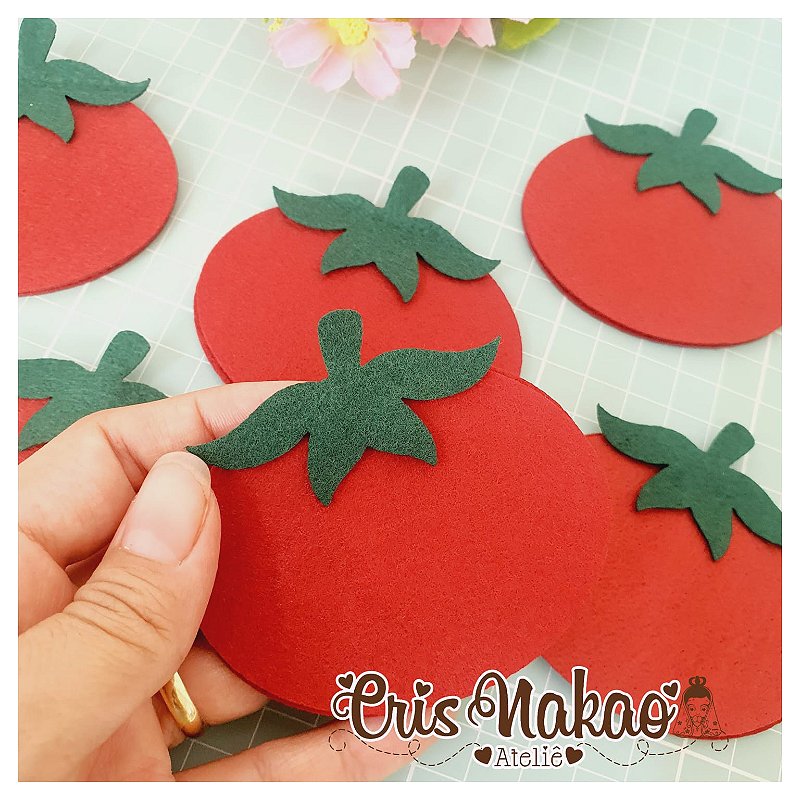 Recortes em Feltro - Tomate - fundo duplo - 6 unidades - Ateliê Cris Nakao