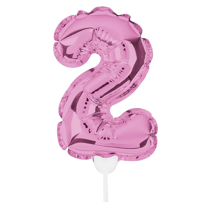 Mini Balão Inflável com Vareta Número 2 Rosa - Docerrano - Confeitaria ...