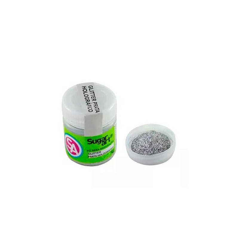 Glitter para Decoração Holográfico Prata 5G - Sugar Art - Docerrano ...
