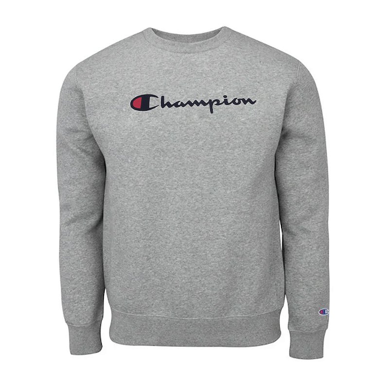 Moletom Champion Felpado Gola Careca Logo Script Cinza - FIRST DOWN ...