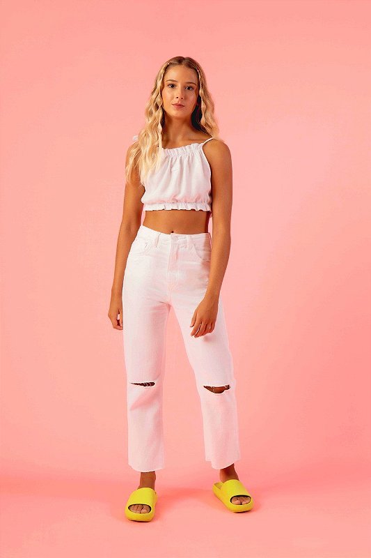 Calça Reta Branca Dimy Candy | Maria Pirulita - Maria Pirulita ...