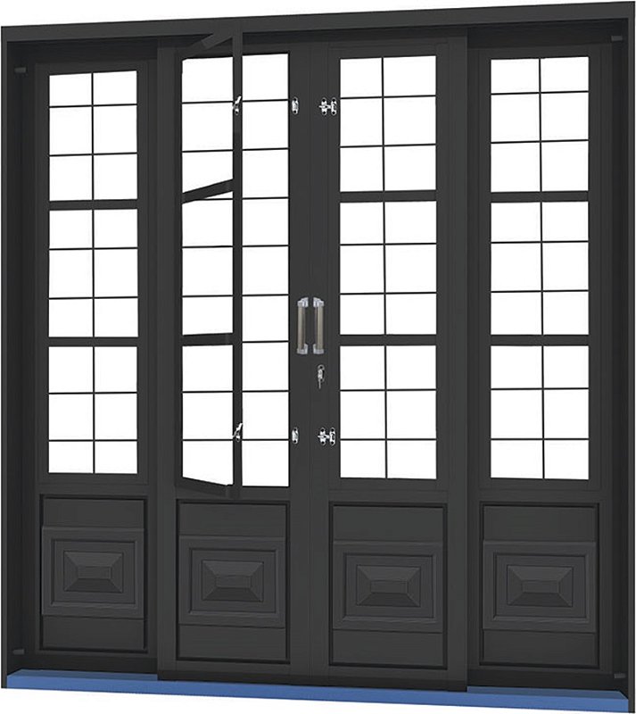 Porta Correr 4 Folhas Em Aço Com Grade Quadriculada Gerotto Ouro - So ...