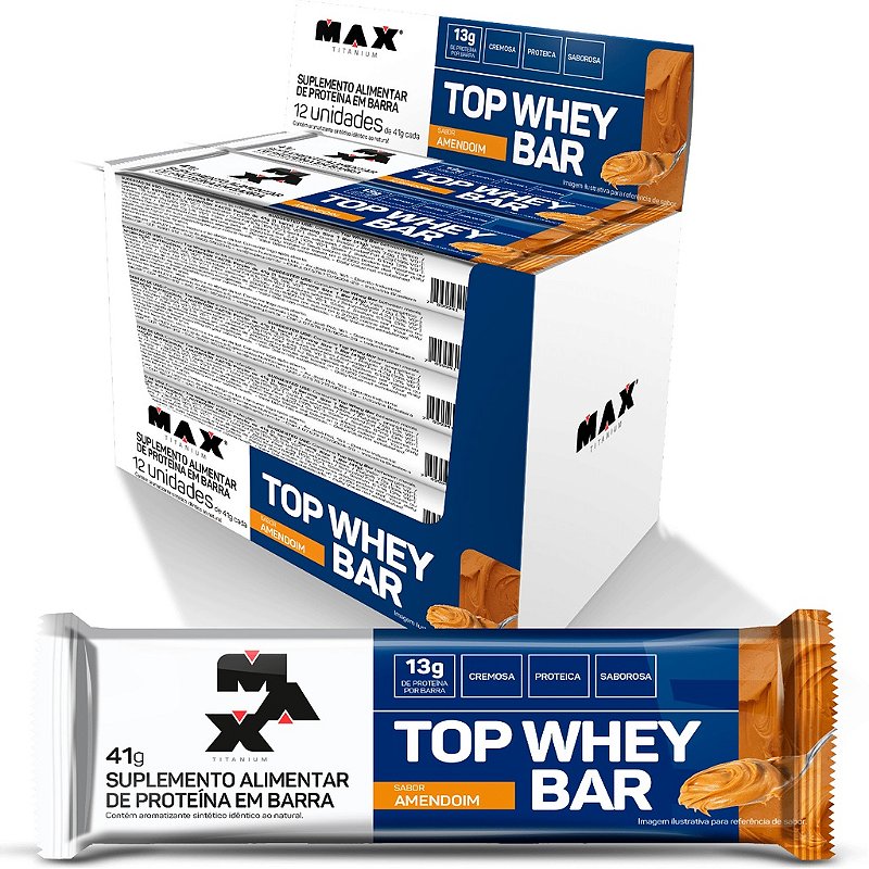 Barra de Proteína Top Whey Bar - 12un x 41g cada (492g) - Max Titanium ...