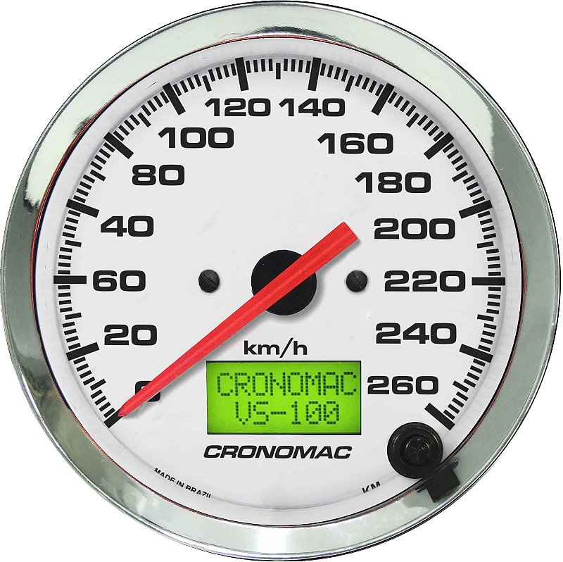 Velocimetro Eletrônico 260km/h Cronomac Cromado Branco - Cronometer ...
