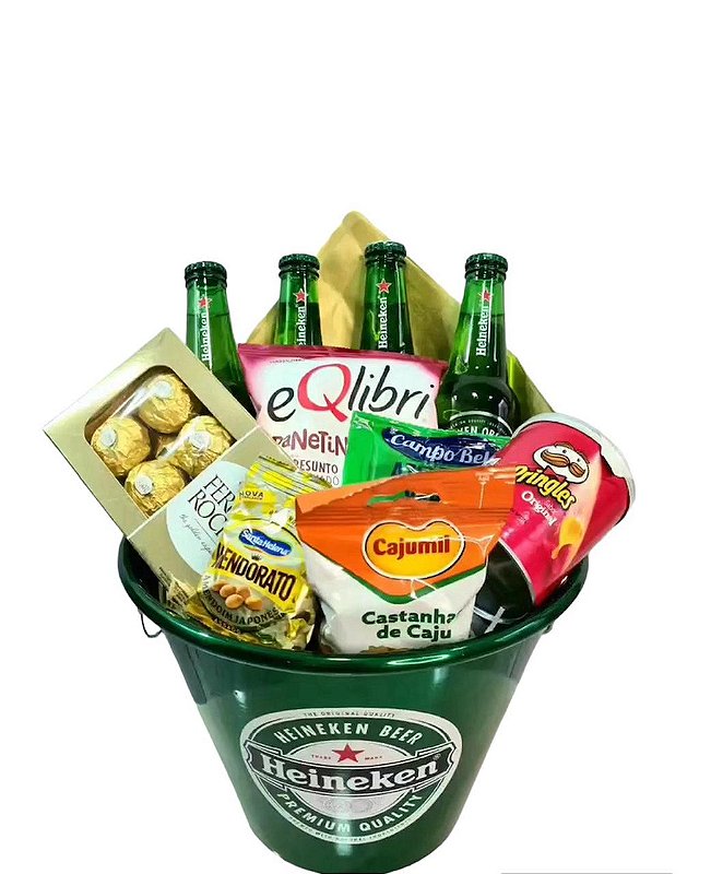 Mega Balde de Cerveja Heineken Com Aperitivos & Chcolate - Fênix ...