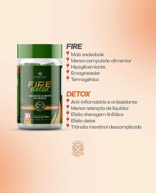 Fire Detox 30 cápsulas - Especial Vittá