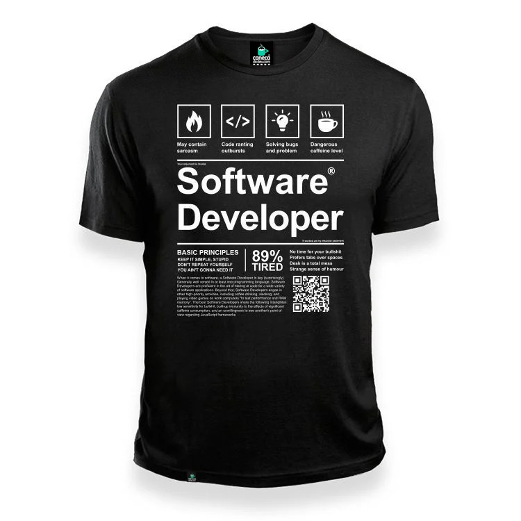 Camisa Software Developer preta - Caneca do Dev - Canecas e produtos de ...
