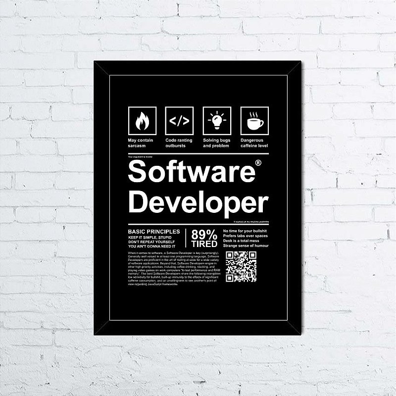 Quadro Software Developer A4 - Caneca do Dev - Canecas e produtos de ...