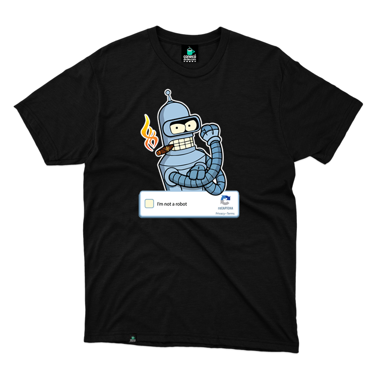 Camisa Bender Captcha I'm Not a Robot preta - Caneca do Dev - Canecas e ...
