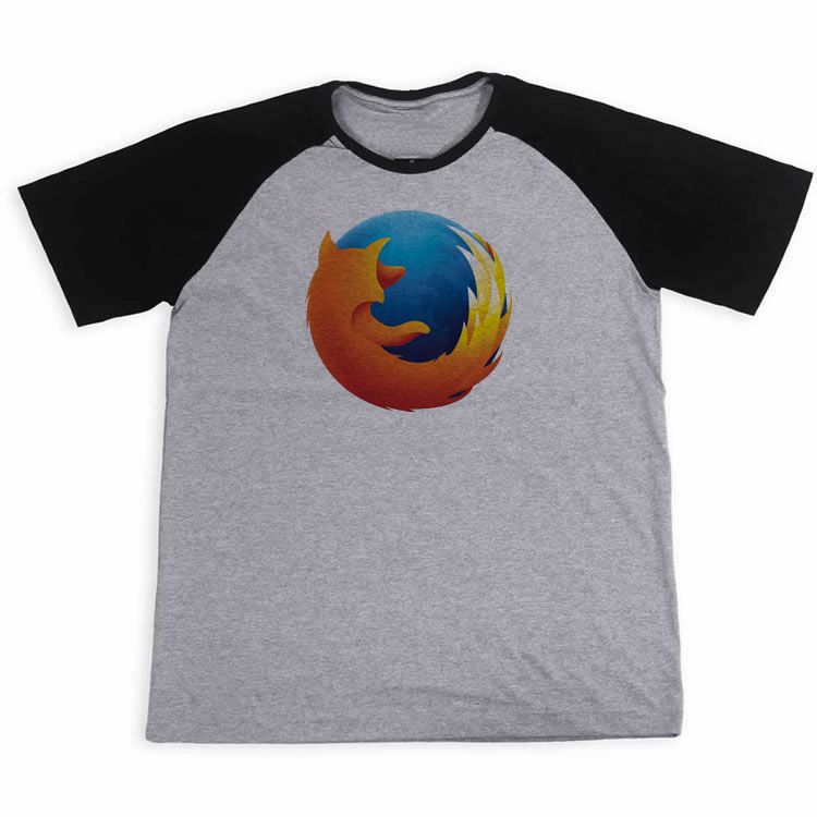 Camisa Raglan Firefox - Caneca do Dev - Canecas e produtos de programação