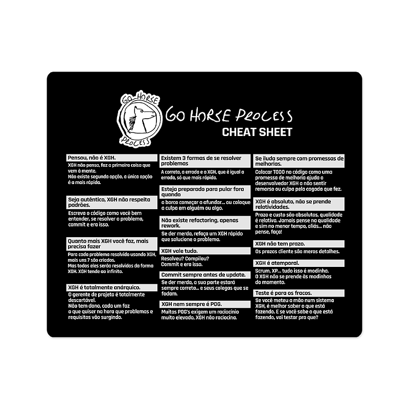 Mouse Pad eXtreme Go Horse Cheat Sheet - Caneca do Dev - Canecas e ...