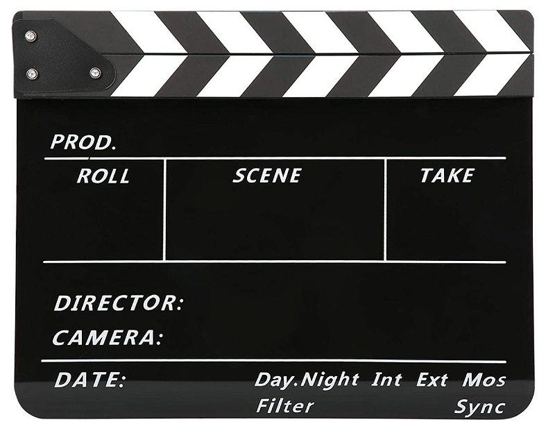 Claquete Cinema para gravação de vídeos (Preta com Barra Preta e Branca ...