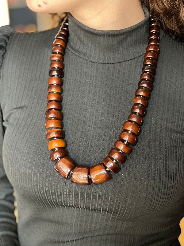 Colar - Resina - Marrom - Marrocos For You | Decoração e Vestuário - Étnico