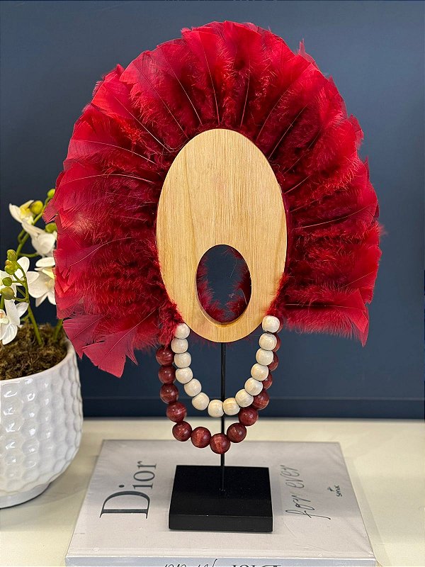 Cocar Decorativo - Madeira - Vermelho - Marrocos For You | Decoração e ...