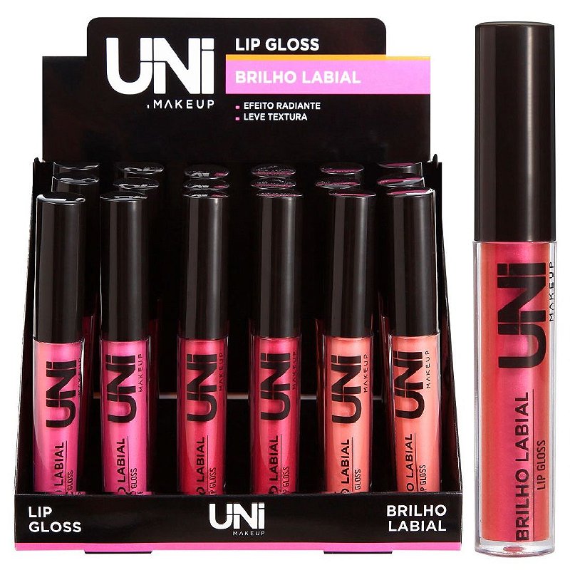 Uni Makeup - Lip Gloss Brilho Labial UNLG48DS - Box c/24 Und ...