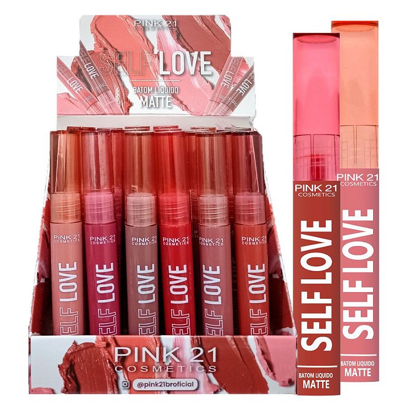 Pink 21 - Batom Líquido Matte Self Love CS3711 A - 24 Und ...