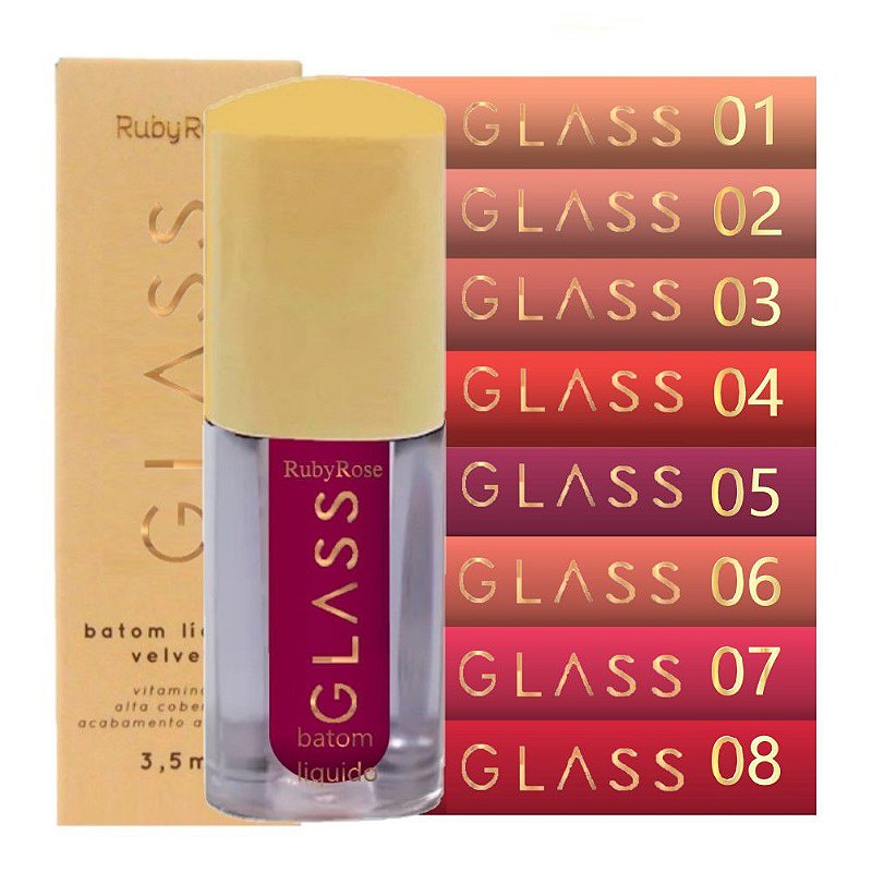 Ruby Rose - Batom Liquido Glass Velvety HB578 - Kit C/08 UND ...