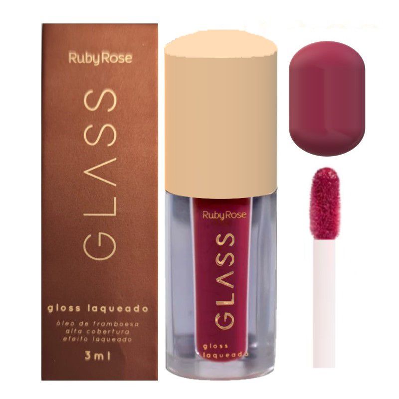 Ruby Rose - Lip Gloss Laqueado Glass BG05 HB577 - 12 UND + 1 Provador ...