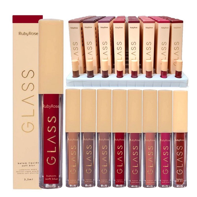 Ruby Rose - Batom Liquido Glass Soft Blur HB579 - 48 UND - Distribuidora JCF: Maquiagem e ...