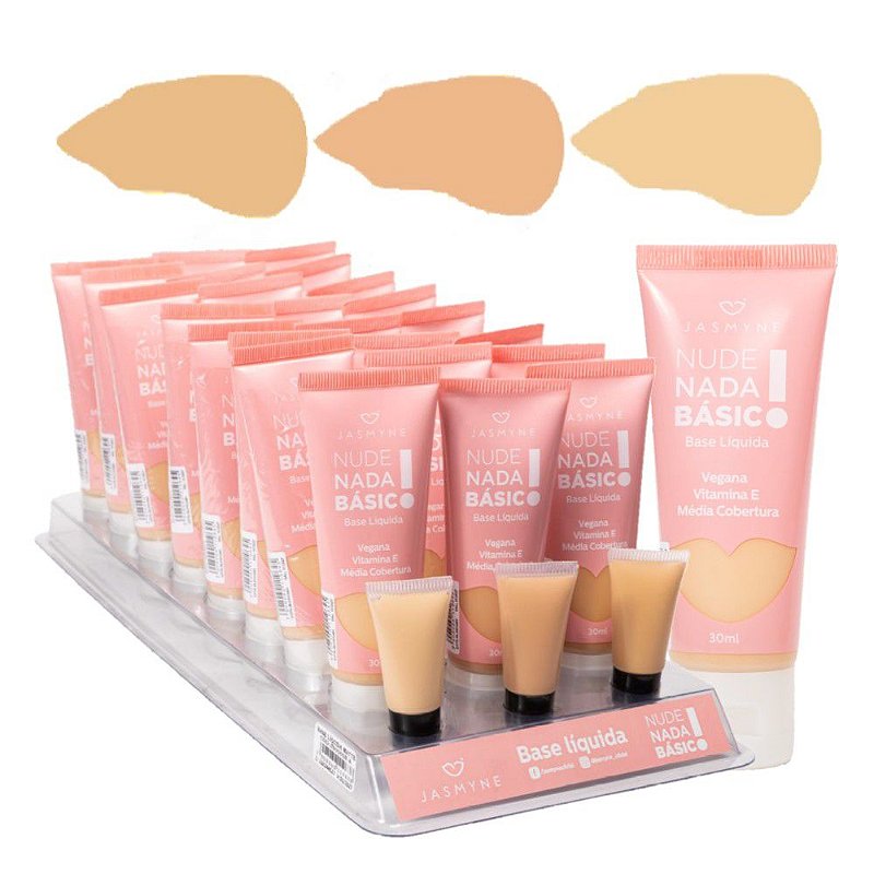 Jasmyne - Base Liquida Nude Nada Basico JS00058 (A) - 24 UND - Distribuidora JCF: Maquiagem e ...