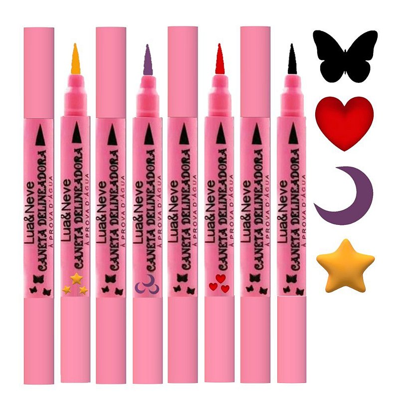 Lua e Neve - Caneta Delineadora e Carimbo Colorida - 24 UND - Distribuidora JCF: Maquiagem e ...