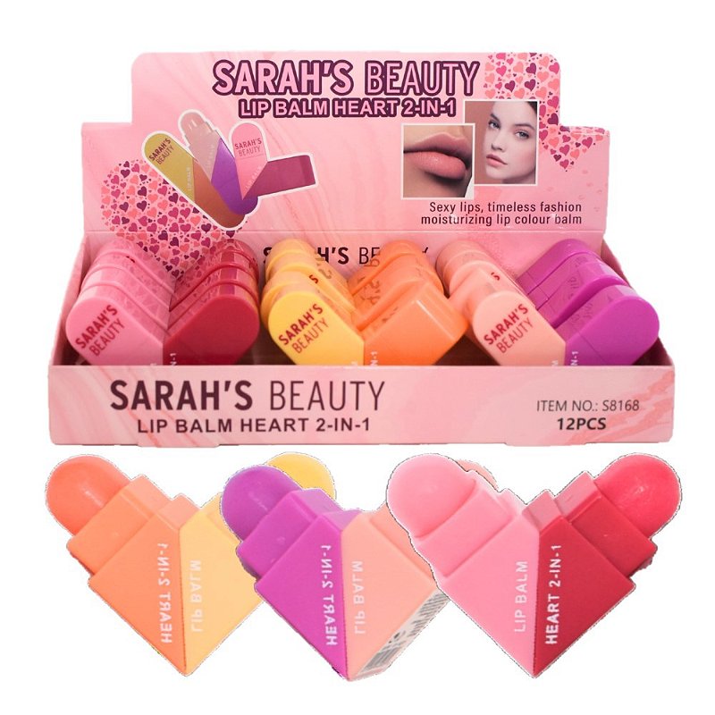 Sarah's - Lip Balm Heart 2in1 6 cores S8168 - 12 Und - Distribuidora ...