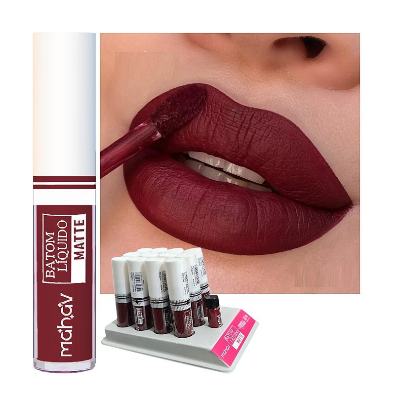 Mahav - Batom Liquido Matte Carmim - Display C/12 e Prov ...