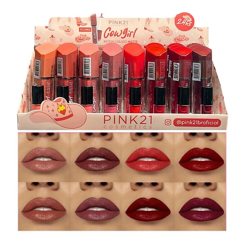 Pink 21 - Batom Liquido Matte Cowgirl CS4866 - 24 Und - Distribuidora JCF: Maquiagem e ...