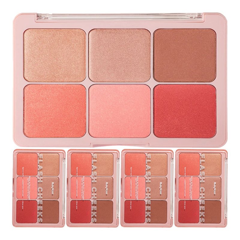 Ruby Rose - Paleta Blush e Iluminador Flash M1000 - 6 Und ...
