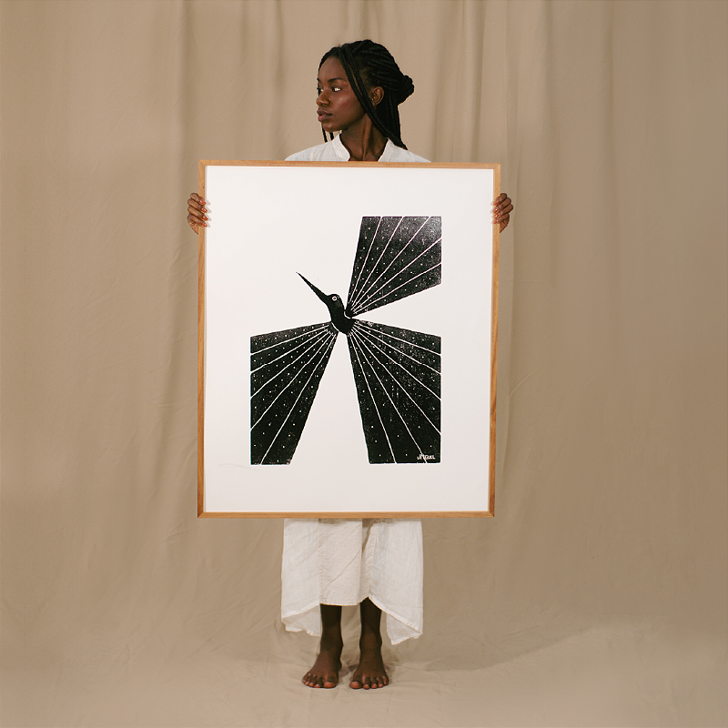 Quadro Colibri GG Preta por Leo Allouchie e J. Miguel - Loja Oca