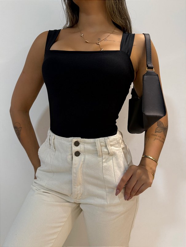 Body Cavado Alça Grossa - Boutique Algodão Rosa