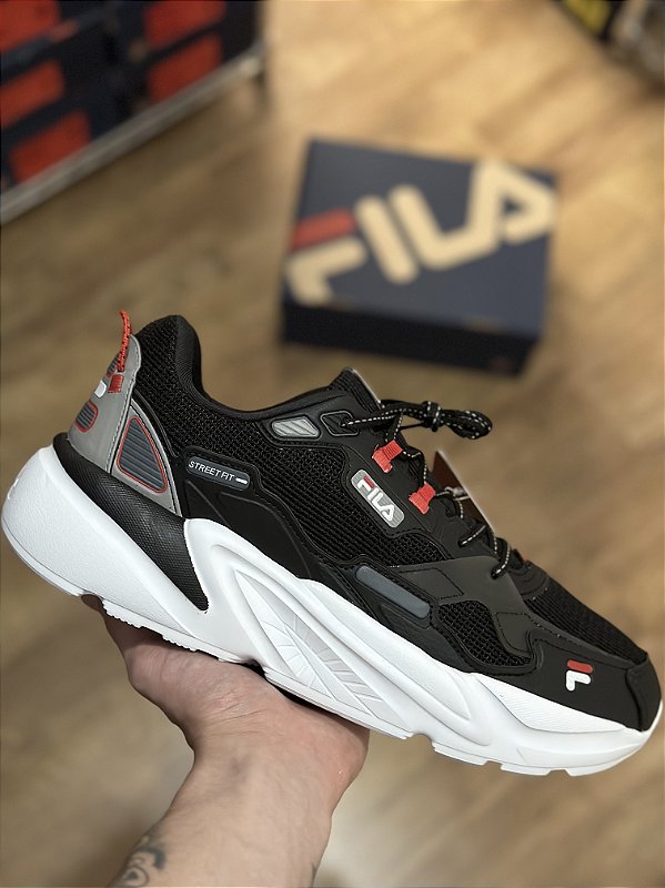 FILA STREET FIT (black/red/white) - Corre de Rua