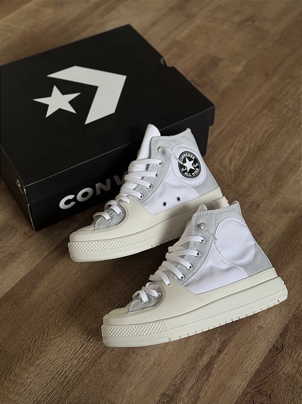 CONVERSE CTAS CONSTRUCT HI (cinza/branco) - Corre de Rua