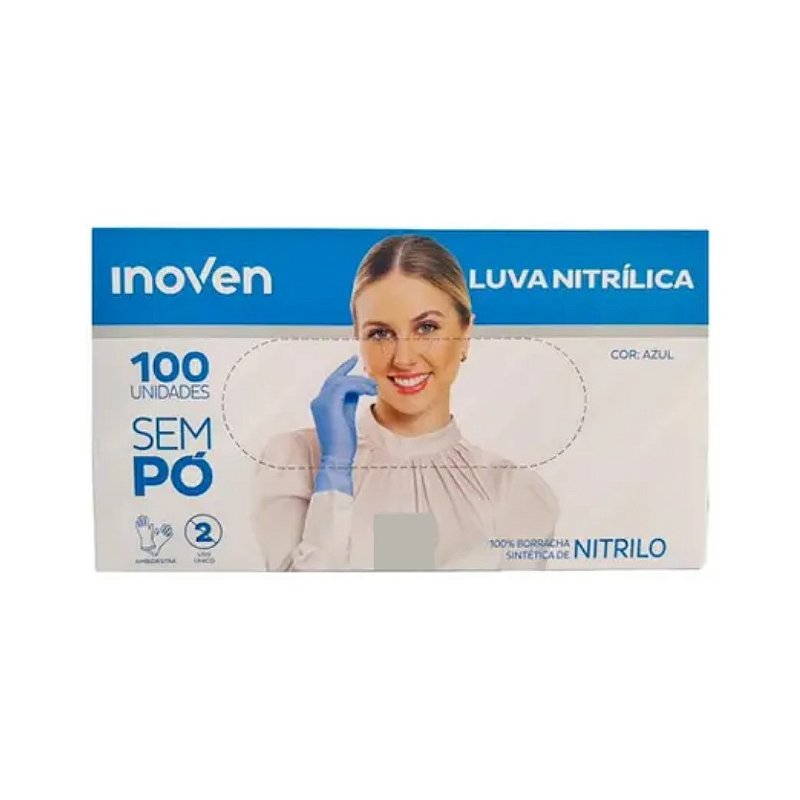 LUVA NITRÍLICA AZUL INOVEN - Olía Conforto e Saúde