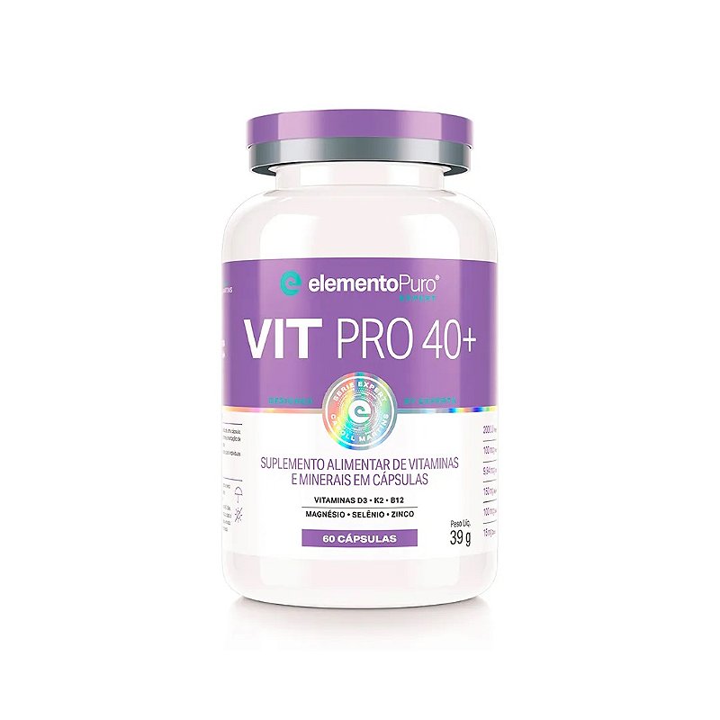 VIT PRO 40+ ELEMENTO PURO 60 CAPS - CASAL MONSTRO SUPLEMENTOS