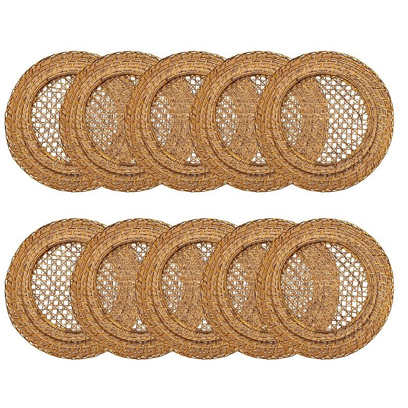 Kit 10 Sousplat Rattan Bambu Redondo 32cm Rustico Telinha Natural ...