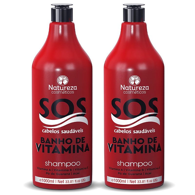 2 Shampoos Litro - SOS - Natureza Cosméticos - Bella Eva