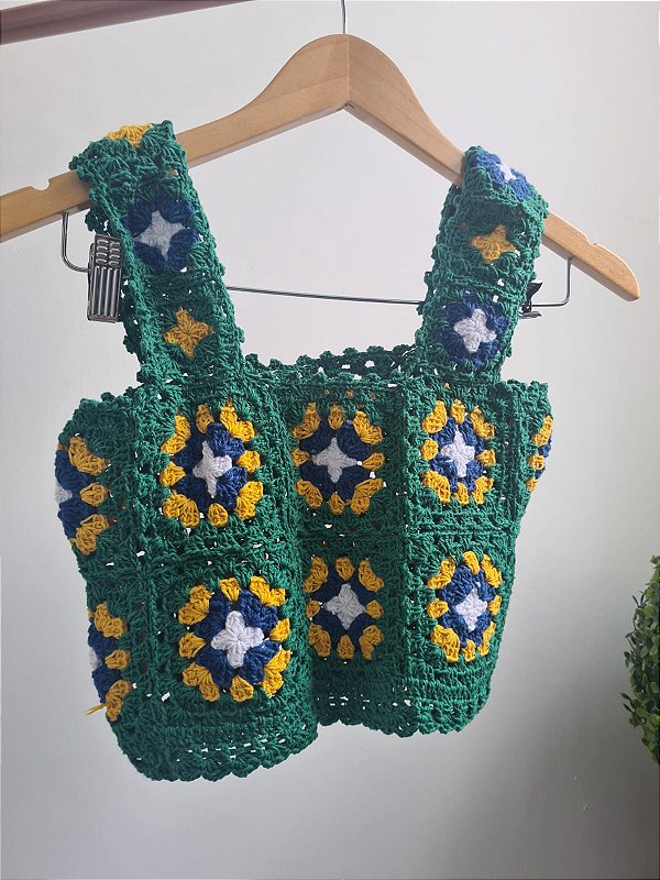 Top em crochê Brasil flags - Madame Ninna - loja online de roupas femininas