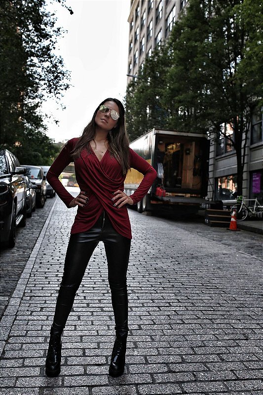 Blusa transpassada - Marsala - Madame Ninna - loja online de roupas ...