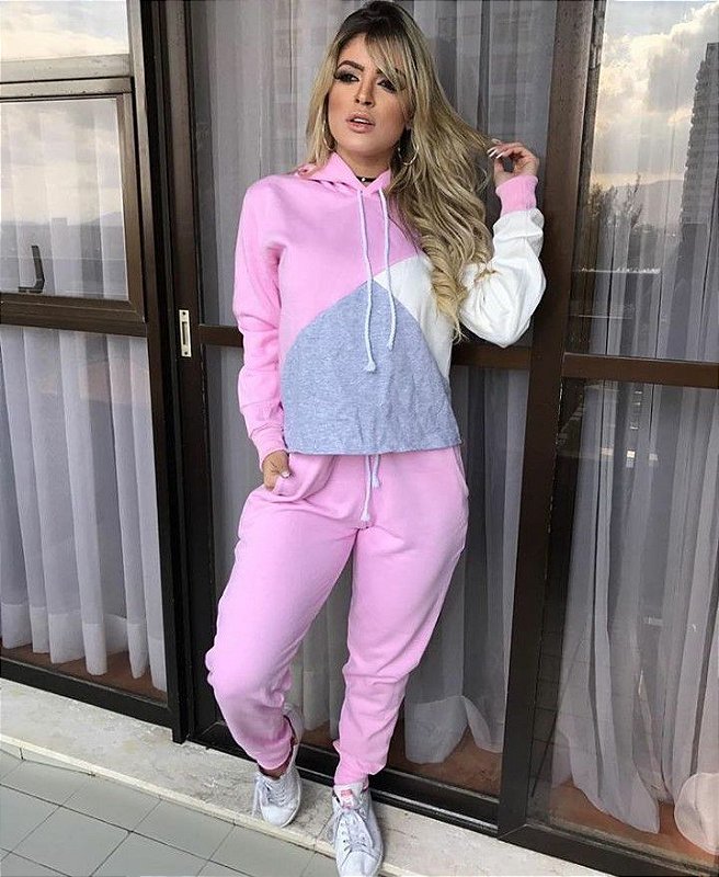 Conjunto em moletom recortes - rosa - Madame Ninna - loja online de ...
