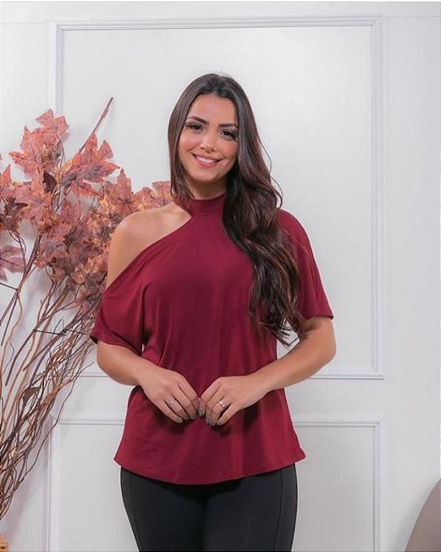 Tshirt Manga Vazada Marsala - Madame Ninna - loja online de roupas ...