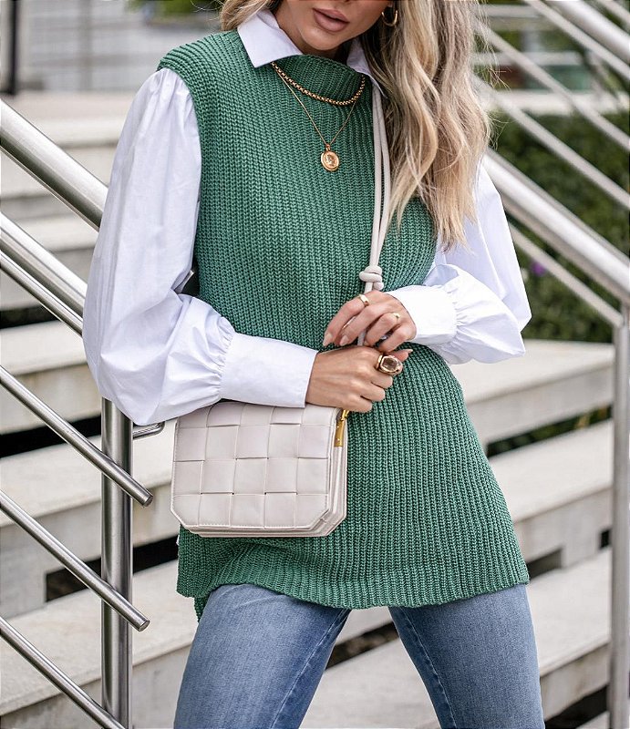 Colete em tricot na cor verde - Madame Ninna - loja online de roupas ...