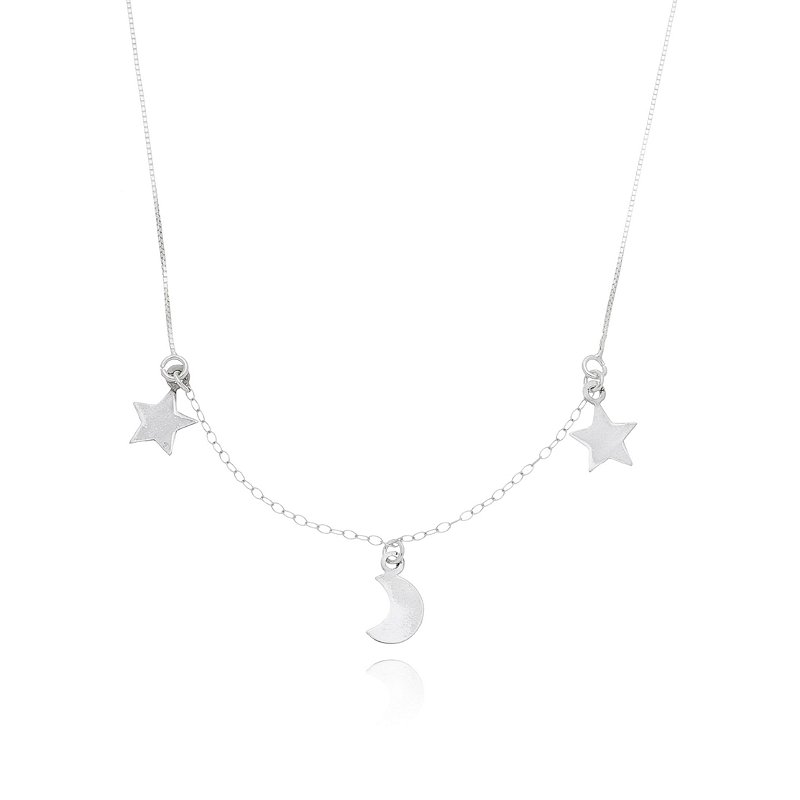 COLAR DE PRATA LUA E ESTRELAS em Prata 925 – Compre Online - Prata 925 ...