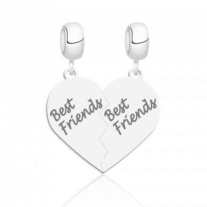 BERLOQUE DE PRATA CORAÇÃO BEST FRIENDS - PRATAS 925 ATACADO